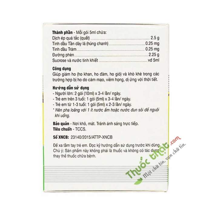 Codatux Syrup Hộp 30 Gói- Giúp Giảm Ho Hiệu Quả